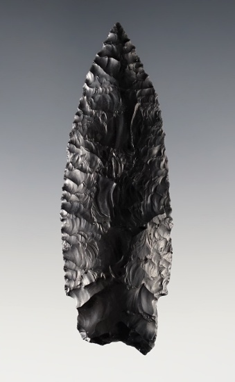 Well patinated 2 7/8" Windust made from Obsidian. Found in Lake Co ...