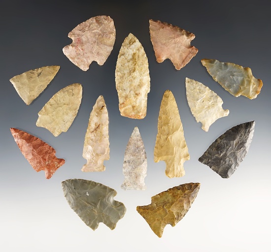 Set of 14 nice Midwestern points in good condition. The largest is 2 7/ ...