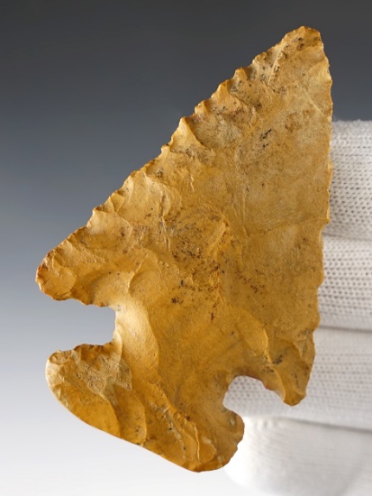 3 1/16" Thebes with a ground base. Made from tan Chert.Found in Trigg ...