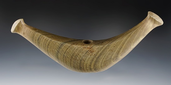 7 1/4" Knobbed Crescent Bannerstone from Glacial Slate. Bellefontaine ...