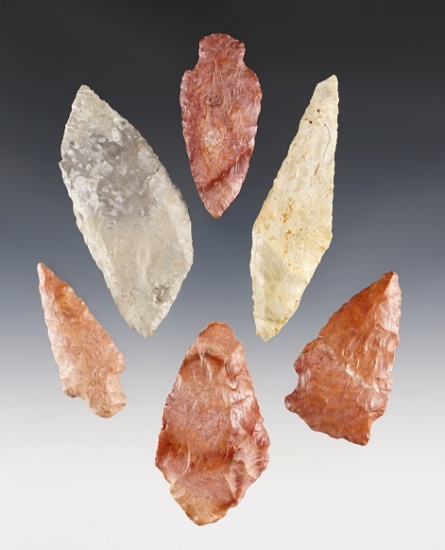 Set of 6 Kansas points. Most are made from Kay County Chert. The ...