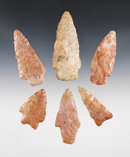 Set of 6 colorful points made from Kay County Chert. Found in the ...