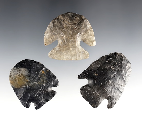 Set of three Archaic Scrapers that are well made. Found in various Ohio ...