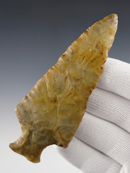 4 1/4" Ashtabula made from a tan Chert. Recovered in Lyon Co., Kentucky ...
