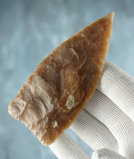 3 7/8" Archaic Knife made from brown root beer color Flint. Found in ...