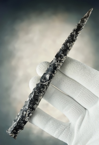 6 7/8" Aztec Spike made from Obsidian. Circa A.D 1200-1500. Mexico. Ex ...