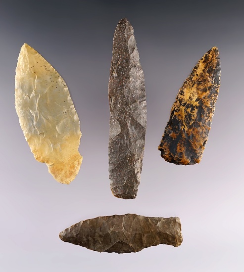 Set of 4 nice Tennessee points. Includes a Lerma Blade, Turkeytail ...