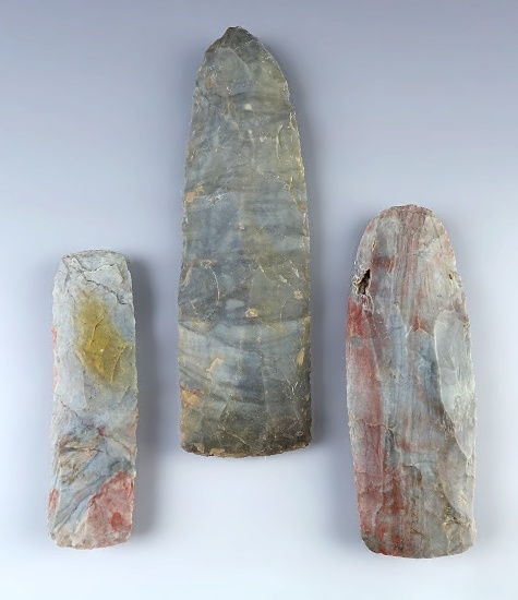 Set of three colorful and well made African Neolithic Flint Celts ...