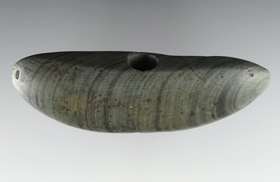 3 7/8" Ohio Banded Slate Wing Bannerstone. Ex. Wachtel, Kley, Copeland ...