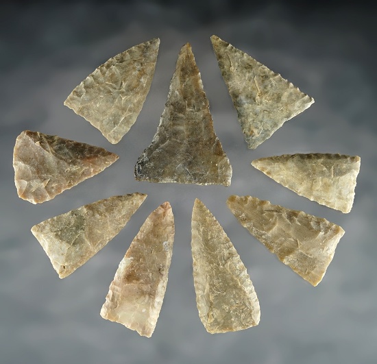 Set of 9 nice Texas Triangles in good condition. The largest is 2 1/4 ...
