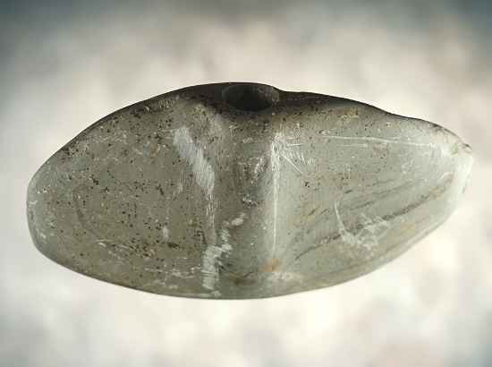 4 7/16" Wing Bannerstone made of Banded Slate. Hancock Co., Ohio. Ex ...