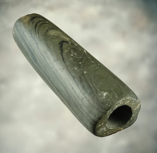 4 1/4" Tube Bannerstone made from Banded Slate. Found in DeKalb Co ...