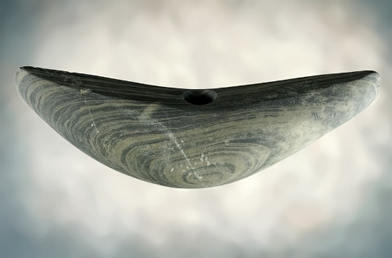 Fine 5 1/4" Banded Slate Crescent Bannerstone found in Montgomery Co ...