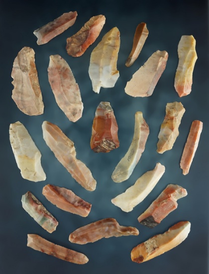 Set of 20 highly colorful Flint Ridge Flint Bladelets found in Licking ...