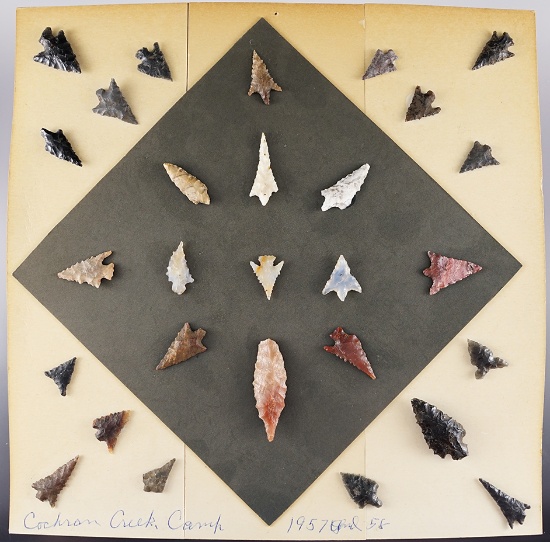 Group of 28 assorted arrowheads found in Oregon in 1957 and 1958. Ex ...