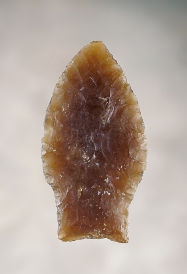 1 155/16" Hanna made from dark brown Knife River Flint. Found in Oliver Co., North Dakota. COA ...