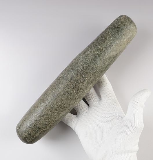 11 1/2" Hardstone Roller Pestle with good polish. Found in the ...