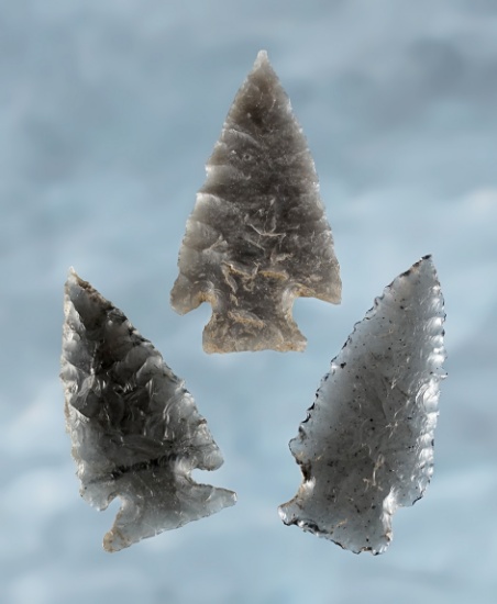 Set of 3 nicely made Obsidian points - Modoc Co., California/Churchill ...