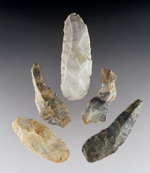 Set of 5 exceptional Paleo Uniface Tools found in Ohio. These are very ...