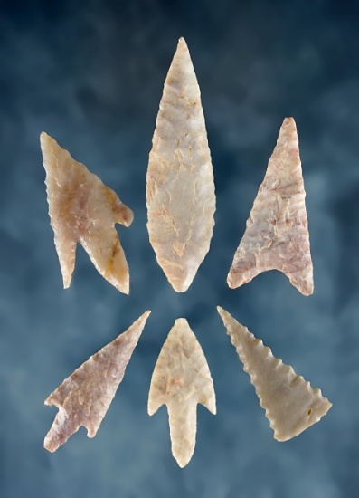 Set of 6 African Neolithic points found in the Northern Sahara Desert ...