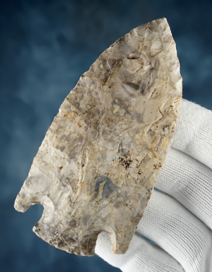 4 3/16" Smith Basal Notch Knife made from Mozarkite Flint. Found in ...