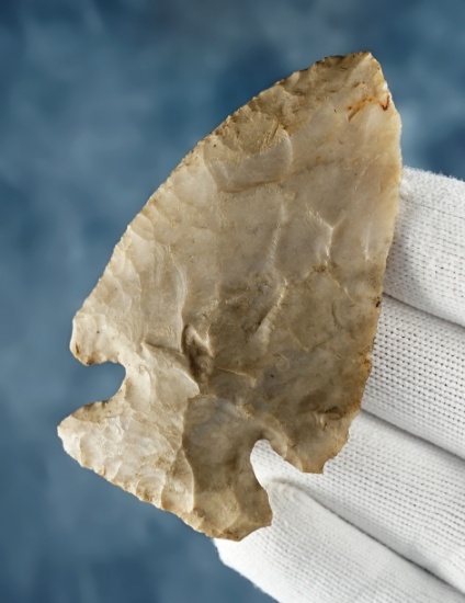 3" Archaic Thebes Bevel made from tan Flint Ridge Flint that is very ...