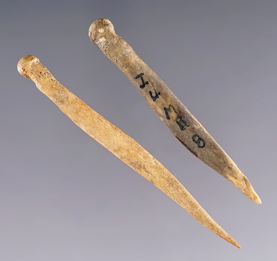 Pair of Bone Needles found in West Virginia. Ex. Tim Selb. Pictured ...