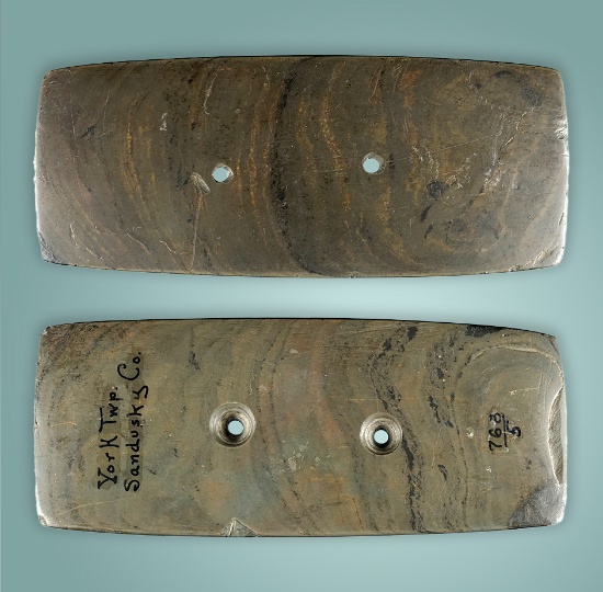 Fine 5 13/16" Gorget made from Banded Slate. York Twp., Sandusky Co ...