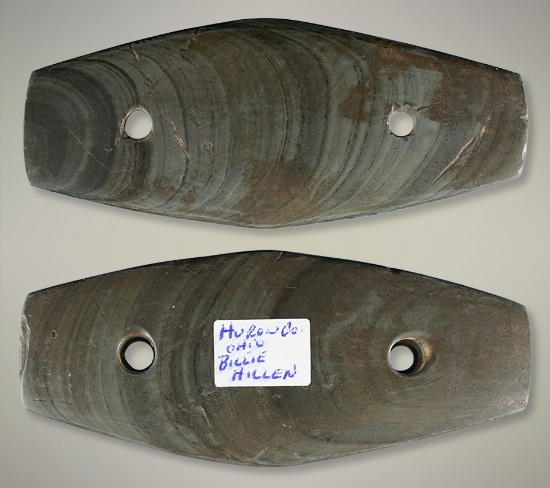Highly polished 4" Gorget made from Banded Slate. Found in Huron Co ...