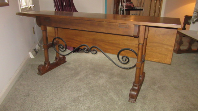 Oak Sliding Drop Leaf Console/Dining Table with | Proxibid