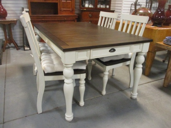 Steve Silver Co. Two Tone Farm Table w/ Four Side Chairs | Estate ...