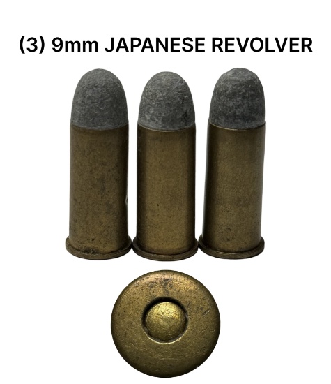 (3) 9mm JAPANESE REVOLVER Cartridges | Guns & Military Artifacts Ammo ...