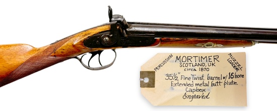 Antique Scottish Mortimer 16 GA. SXS Sidelock Double Barrel Percussion ...