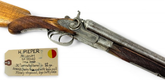 Antique H. Pieper 12 GA. Side-by-side Sidelock Double Barrel Hammer ...