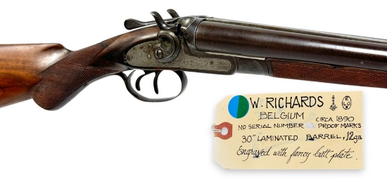 Antique W. Richards 12 GA. Side-by-side Sidelock Double Barrel Hammer ...