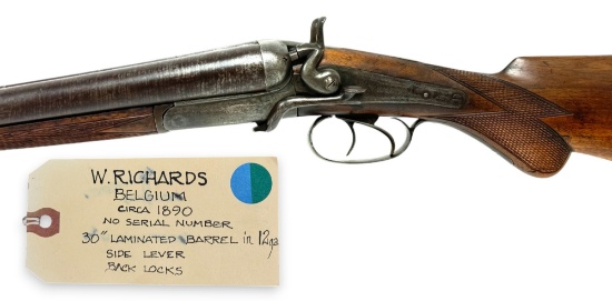 Antique W. Richards 12 GA. Side-by-side Sidelever Backlock Double ...