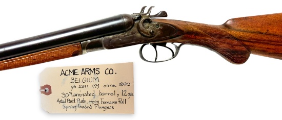 Antique Acme Arms Co. 12 GA. Side-by-side Sidelock Double Barrel Hammer ...
