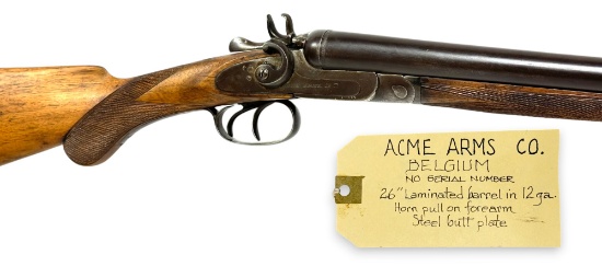 Antique Acme Arms Co. 12 GA. Side-by-side Sidelock Double Barrel Hammer ...