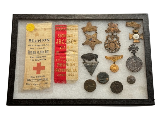 Early 1900s GAR Civil War Veteran Reunion Ribbons/Medals River Display ...