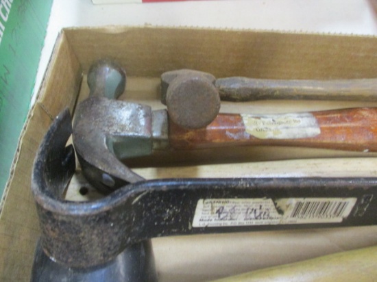 Box Lot of Tools - 5 Hammers, Hatchet, and Pry Tool | Online Auctions ...