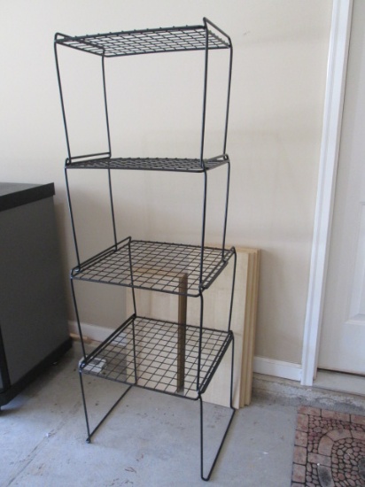 4 Tier Black Wire Rack and Eight Wood Grain Finish Shelf Boards ...