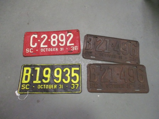 Vintage SC Car Tags, 1937, 1936, Two 1935, and 1930. | Online Auctions ...