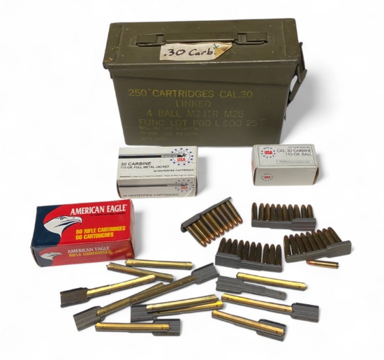 NIB 137rds. of .30 CARBINE 110gr. Ammo and 38rds. on Stripper Clips in ...