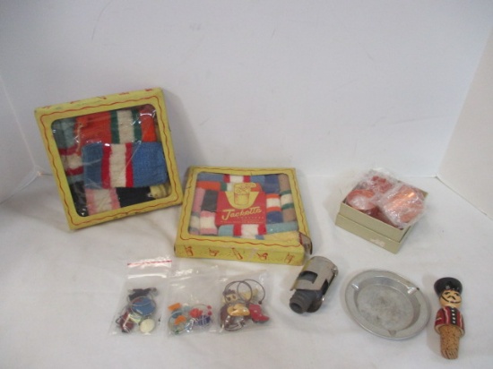 2 Boxes of Vintage Jackette Coasters, Copper Napkin Rings, Wine Stem ...