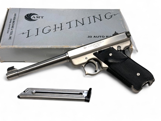 NIB AMT Lightning .22 LR Stainless Steel Semi-Automatic Target Pistol ...
