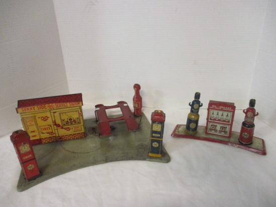 Vintage Marx "Sunny Side Service Station" Pressed Tin Litho Play Set ...