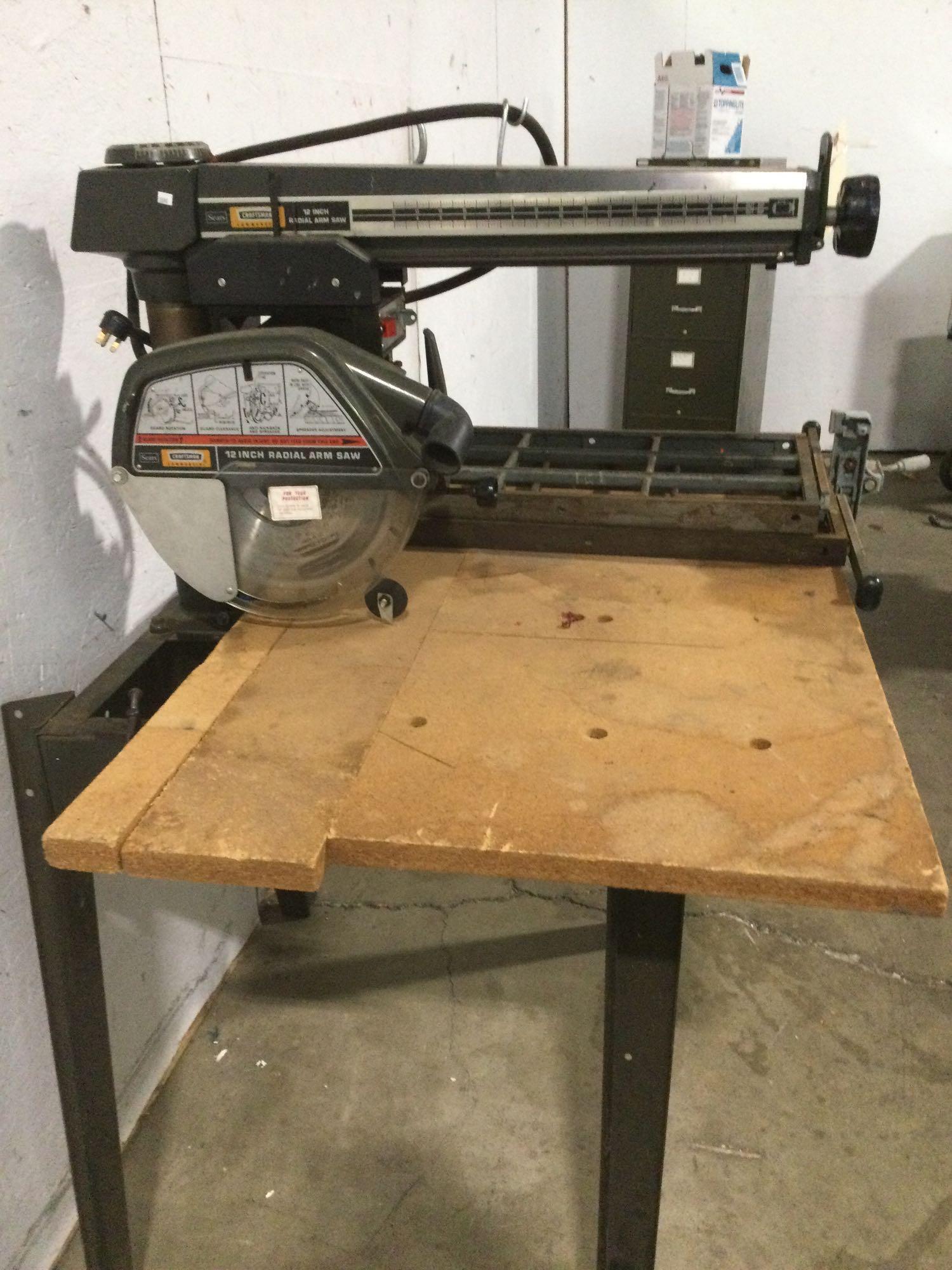 Craftsman 12 inch radial arm saw with fencing, on | Proxibid