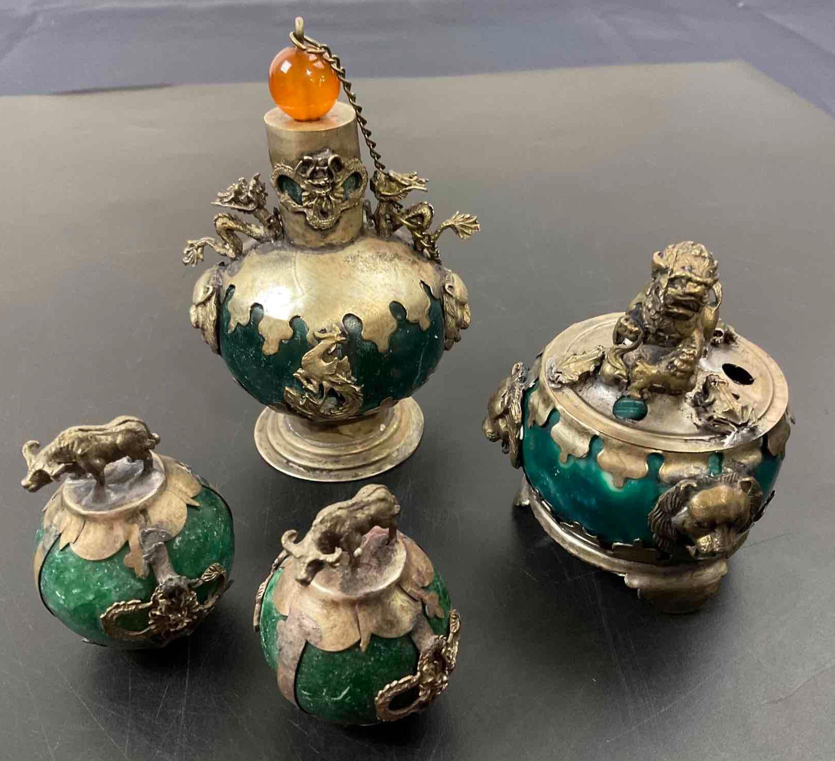 Exquisite Silver Inlaid Censer, Jade Balls & | Proxibid