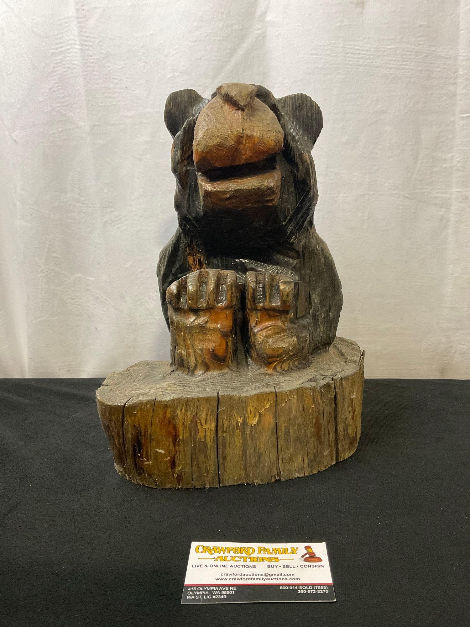 Charming Chainsaw Log Carving of a Bear | Proxibid