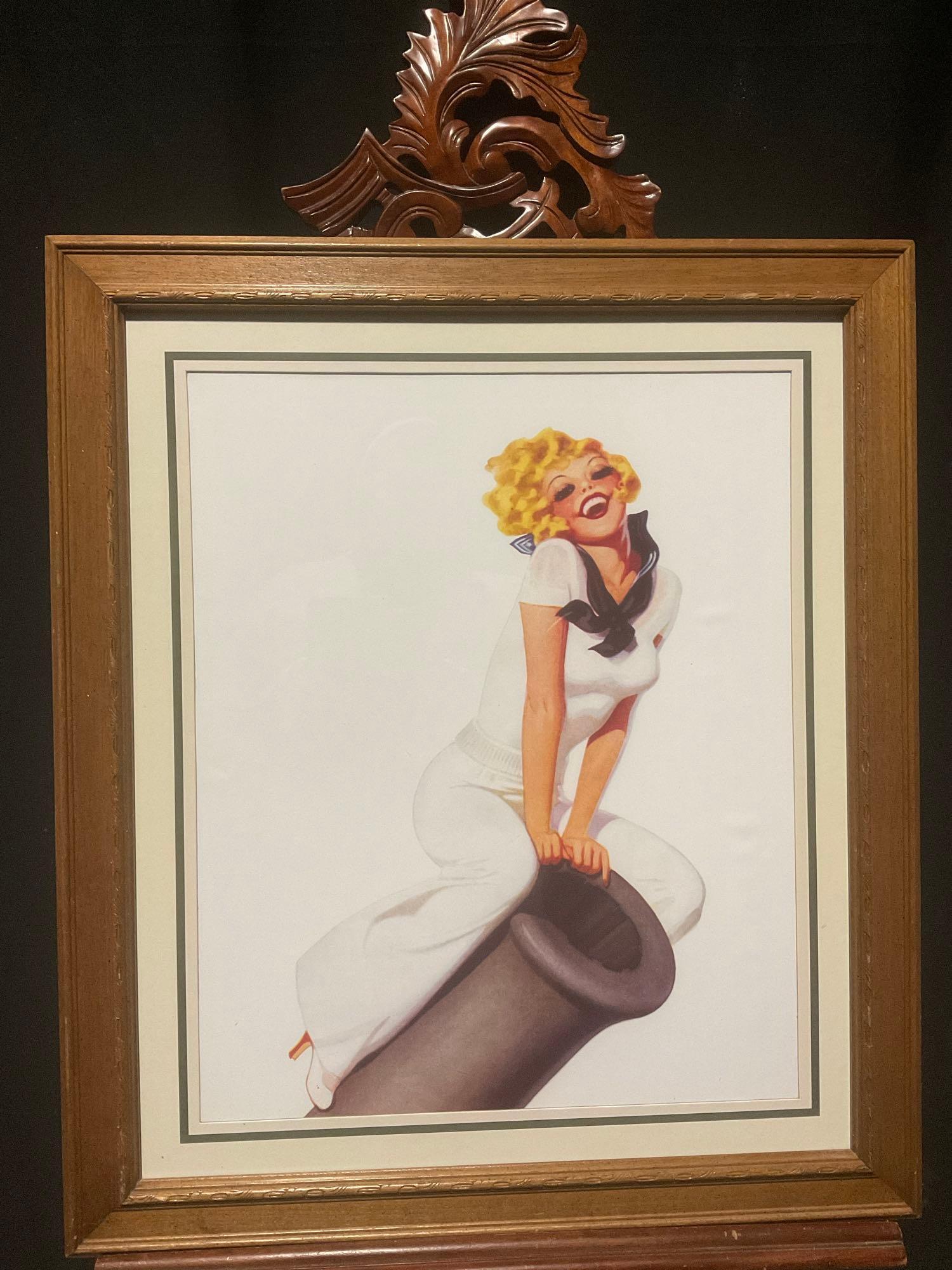 Framed Poster Pinup Sailor Woman on top of Cannon | Proxibid